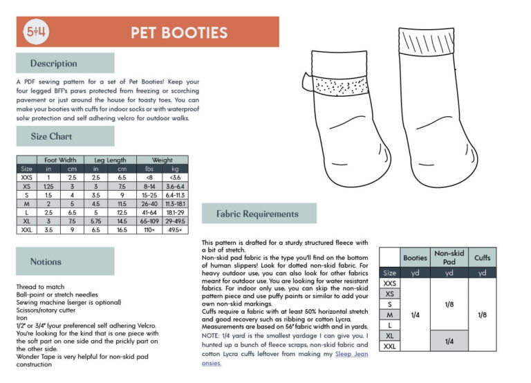 Pet Booties - 5 out of 4 Patterns